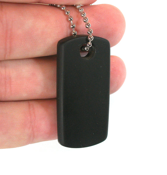 DVH Jet Mourning Jewelry Dog Tag Bead Pendant Matte Military Style 43x ...
